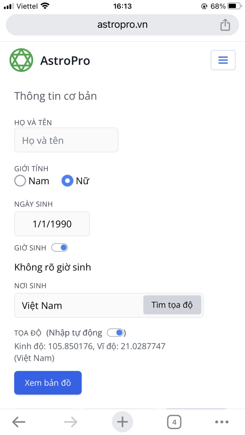 AstroPro - Công Cụ Vẽ Bản Đồ Sao Miễn Phí: Hướng Dẫn Chi Tiết – Duy Magi Astrologer